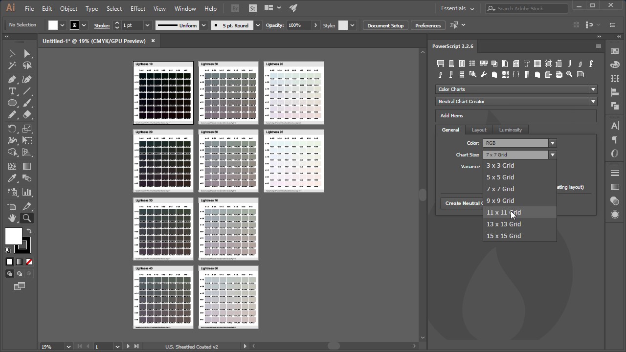 Neutral Gray Chart PowerScript for Adobe Illustrator