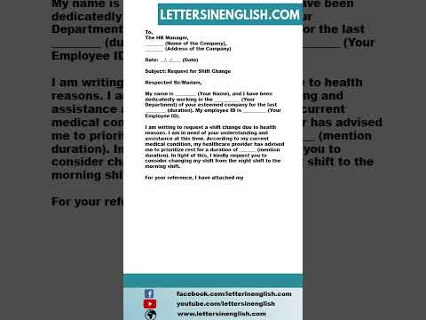 Request Letter for Shift Change Due to Health Reasons