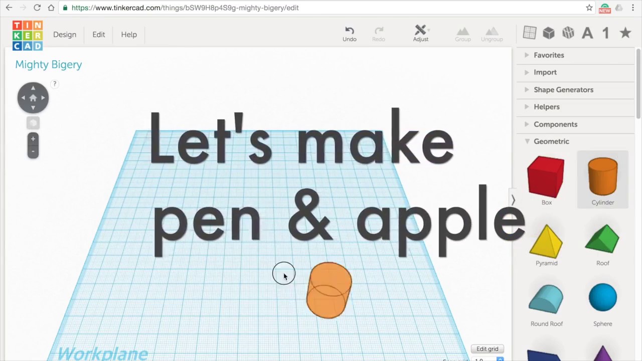 Make a pen & apple by Tinkercad