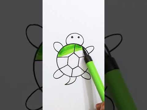 0+?=Tortoise๐ข| How to draw TURTLE (Tortoise) | Satisfying Art #art #drawing #satisfying #Shorts