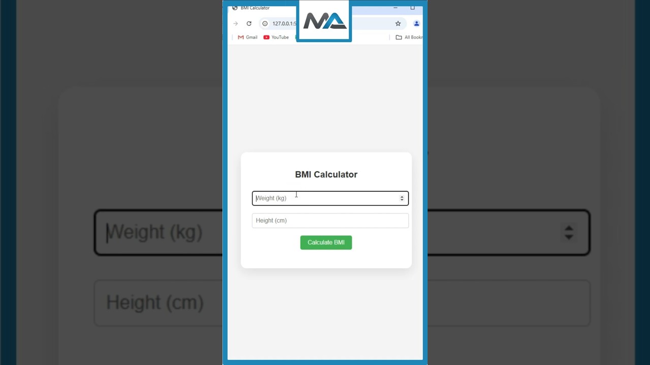 Create a BMI Calculator in 60 Seconds! ⏱️ (HTML, CSS, JavaScript) #shorts