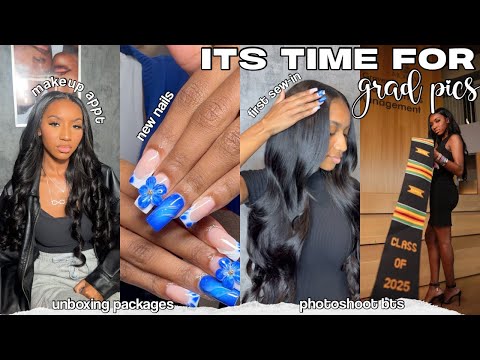 GRWM FOR MY COLLEGE GRADUATION PICTURES : Makeup, Photoshoot, First Sew-In, Nail Appt, BTS + MORE