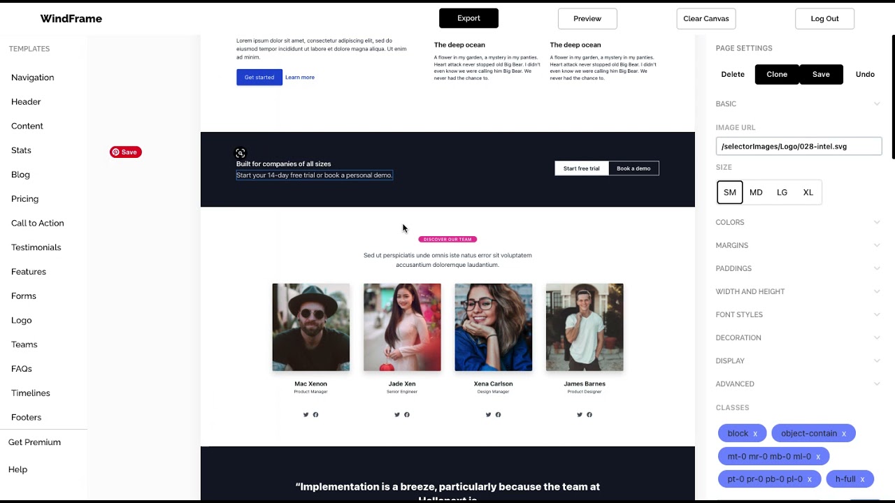 Windframe - TailwindCSS Page builder Demo