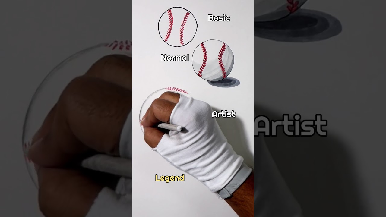 #drawing How to Draw Baseball in Different Levels #sketch #shorts