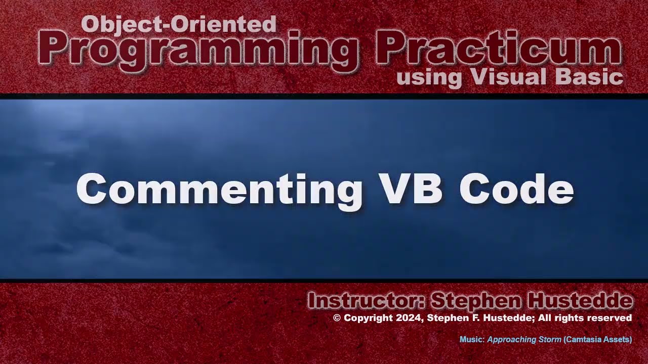 OOP Programming (VB) - 02J Commenting VB Code
