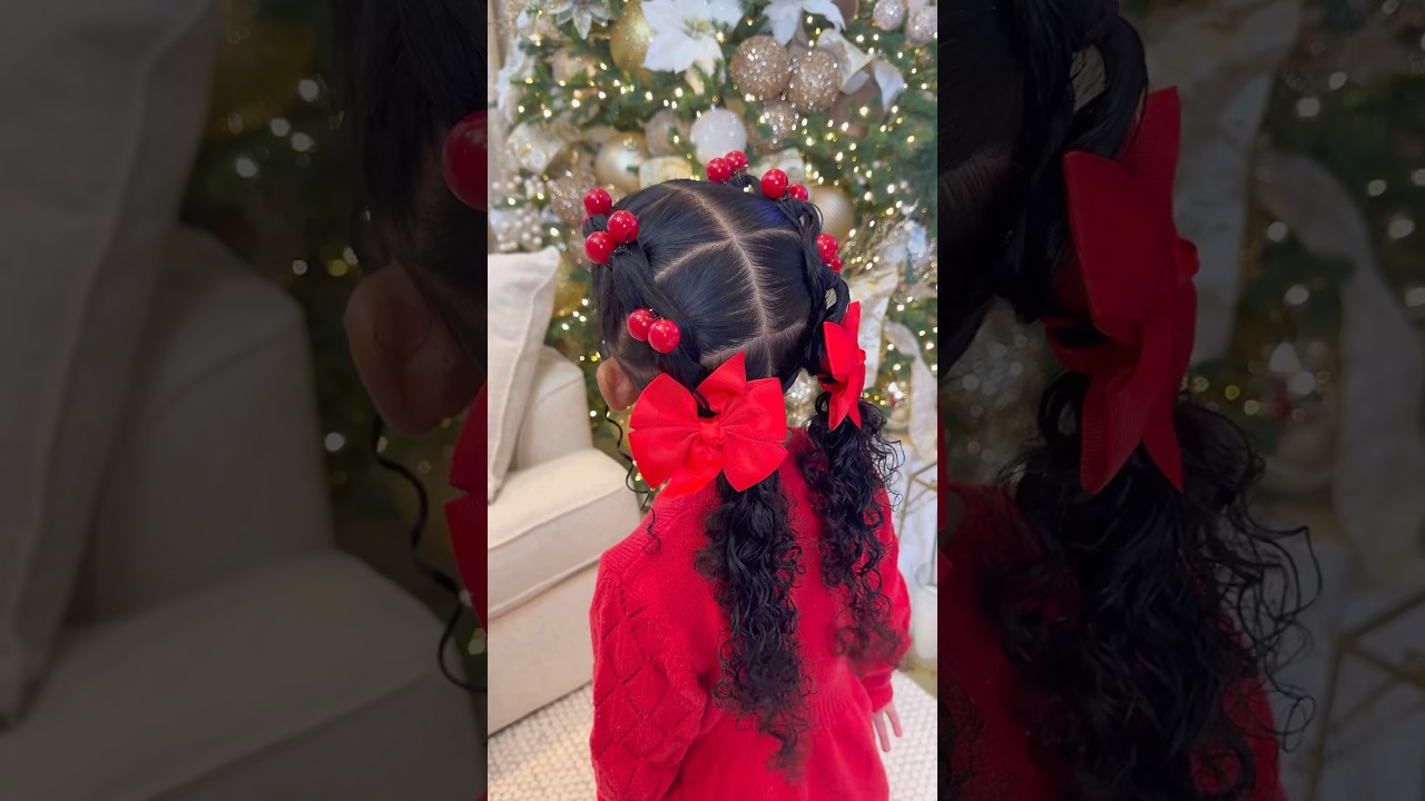 Easy Christmas Hair Idea 🎄 #christmas #hairstyle #hairstyleforgirl #momlife #tutorial #diy #viral