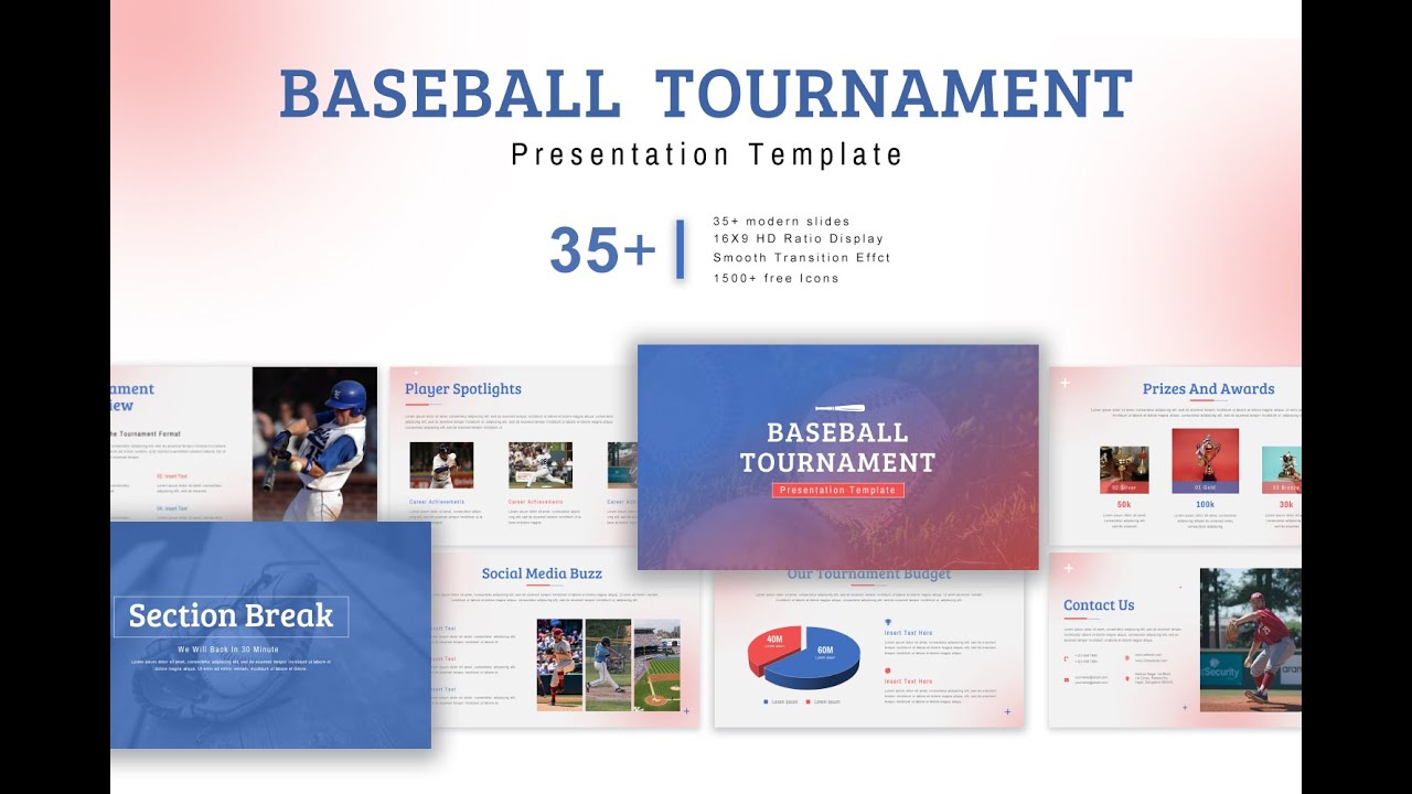 Baseball Tournament Presentation Template | Baseball PowerPoint Template | Baseball Google Sides