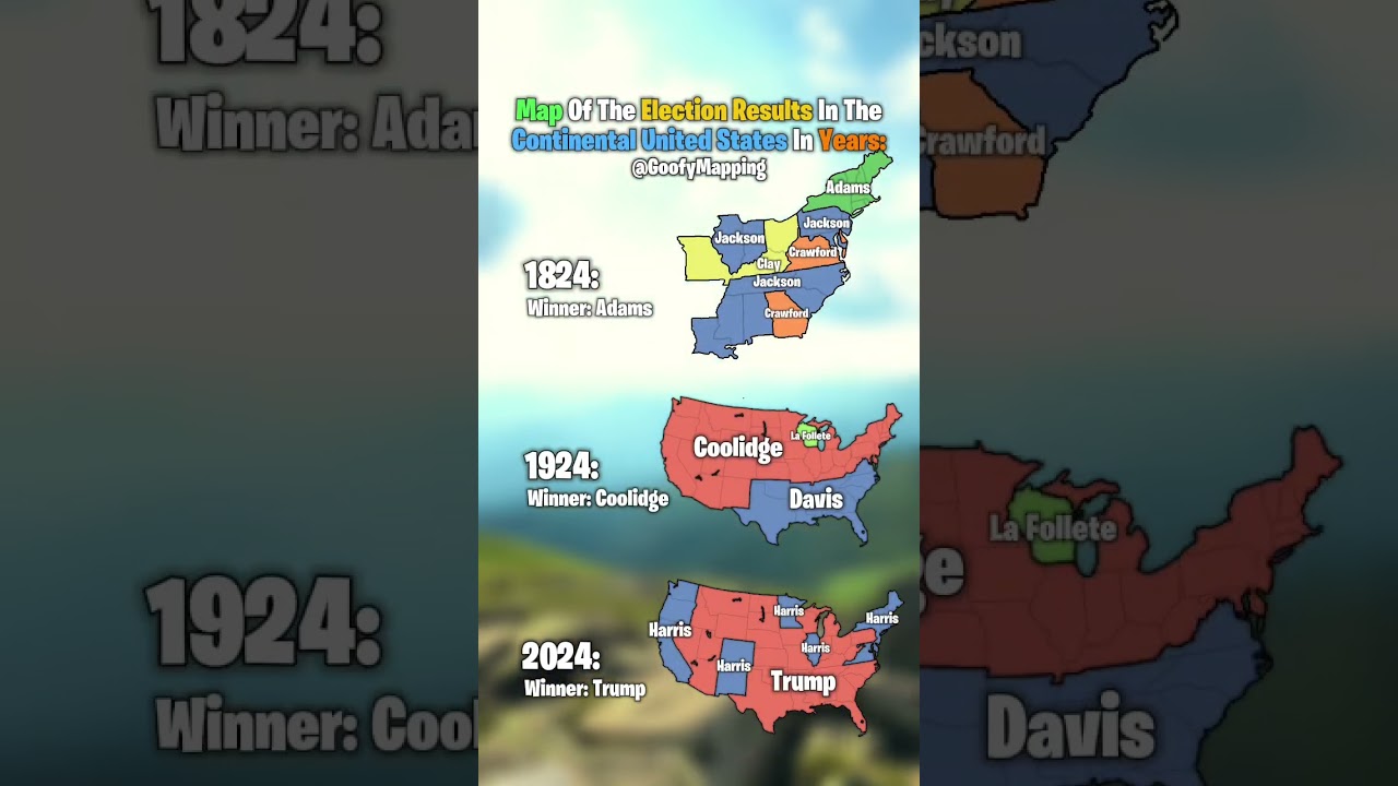 US Elections 1824-1924-2024 #usa #world #geography #mapping #history #shorts #trending #educational
