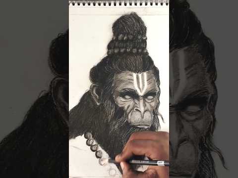 Drawing of Hanuman Ji #art #shorts #ytshorts #drawing