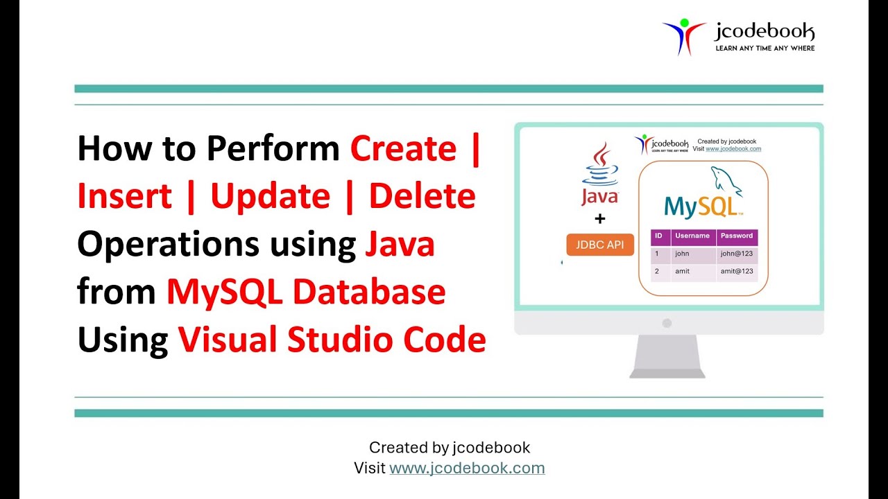 #91 Performing Create | Insert | Update | Delete Operations using Java from MySQL Database VSCode