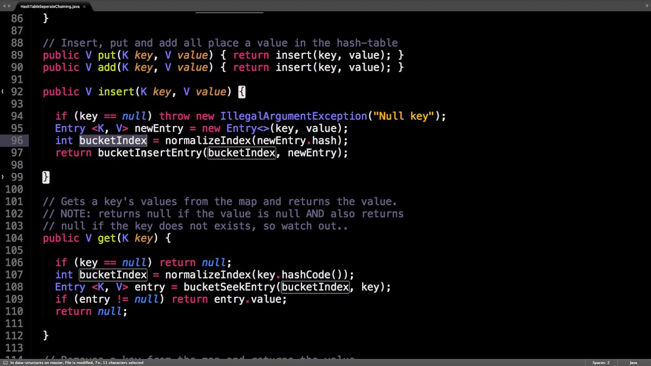 Hash table separate chaining source code