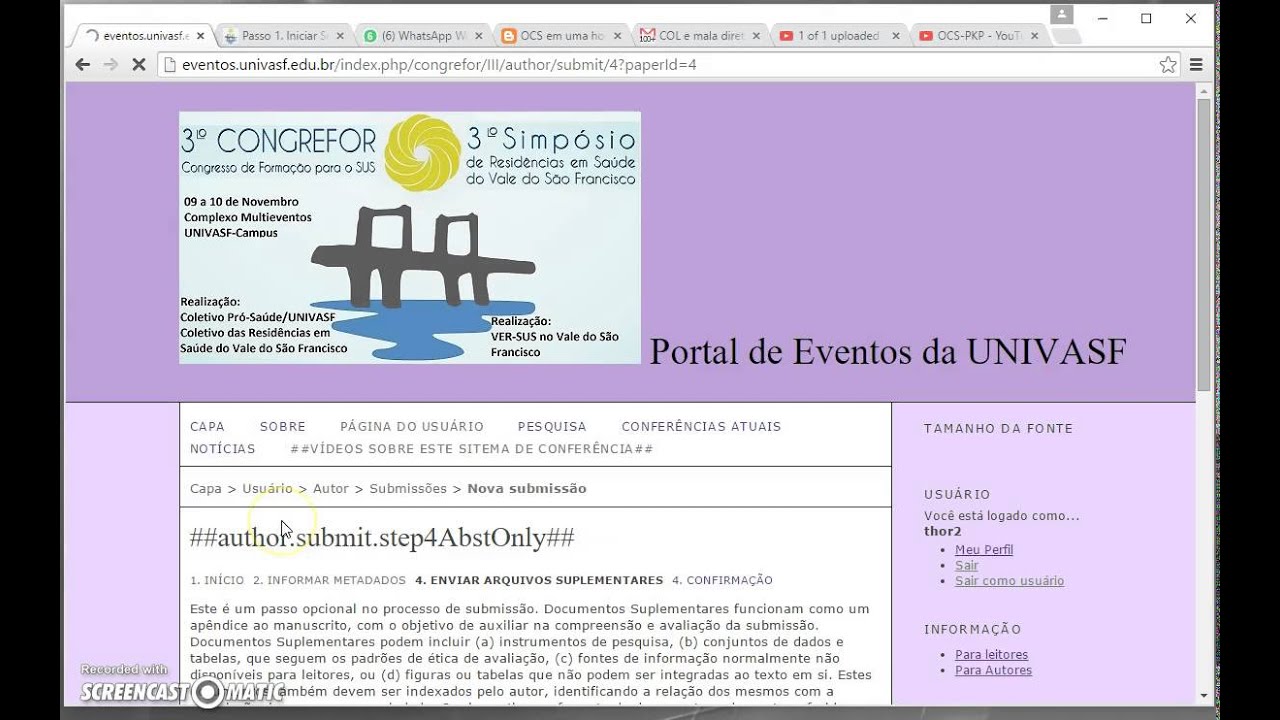 8- Submissão de trabalho do Open Conference Sistem (OCS) SOAC/PKP