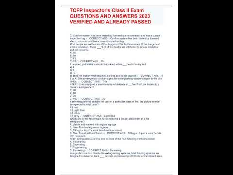 TCFP Inspector's Class II Exam QUESTIONS AND ANSWERS 2023 VERIFIED AND ALREADY PASSED