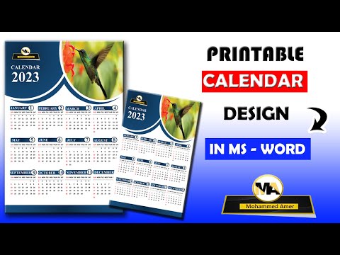 2023 printable calendar design in Ms - word