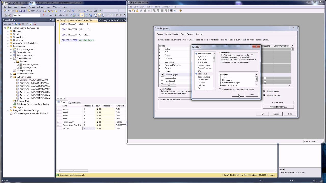 MSSQL - How to Trace Deadlock Using SQL Profiler