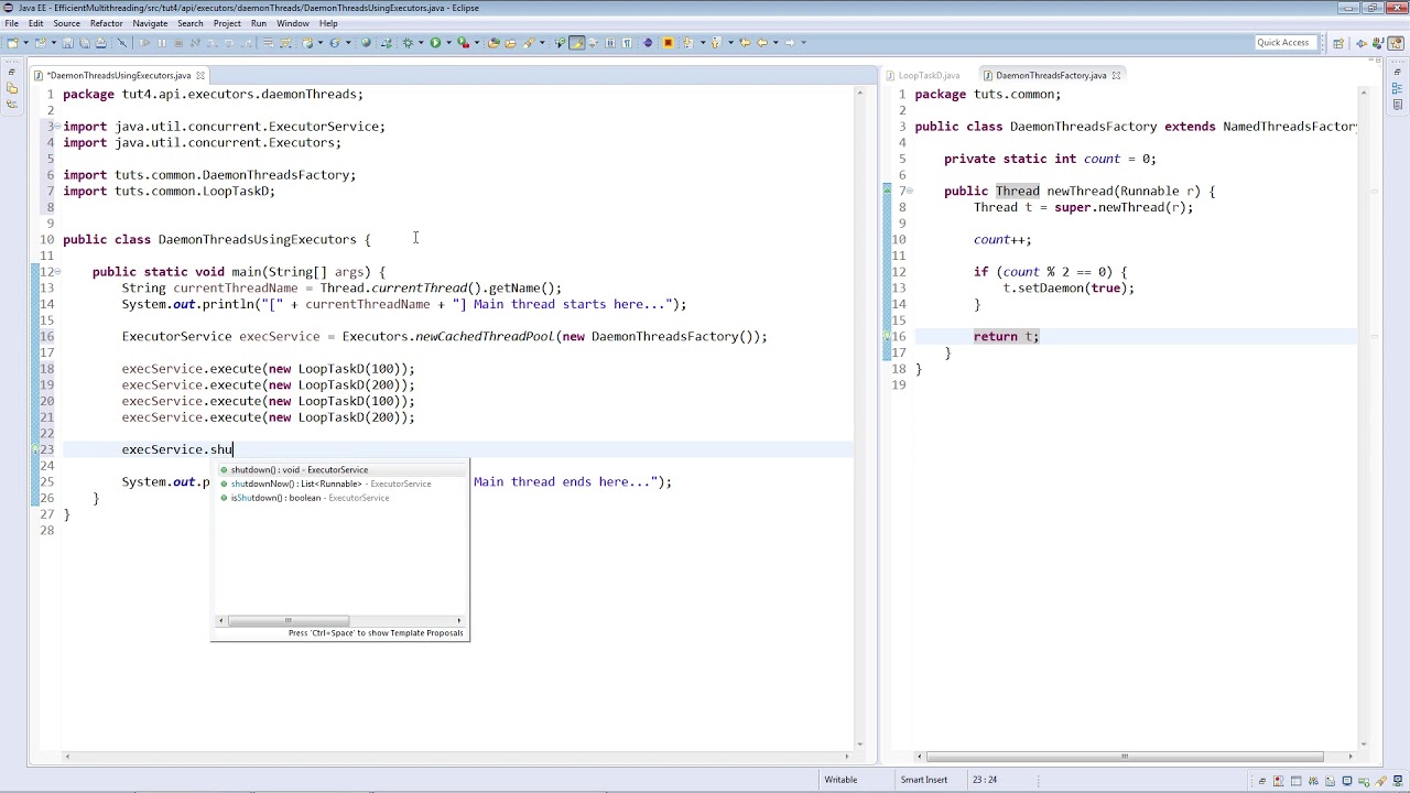 Daemon Threads Using Executors : Efficient Java Multithreading with Executors