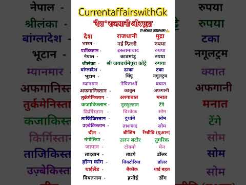 Desho ki Rajdhani mudra |Country Currency and Capital |देश राजधानी मुद्रा | देशों की राजधानी