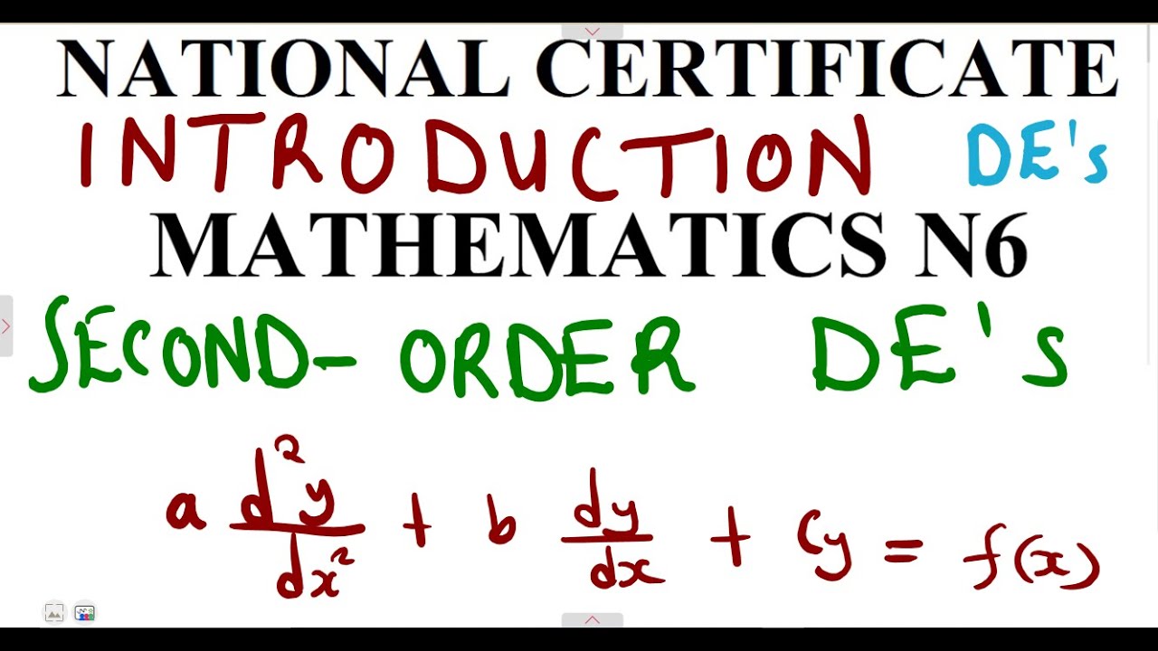 Mathematics N6 Second Order Linear Differential Equations @mathszoneafricanmotives