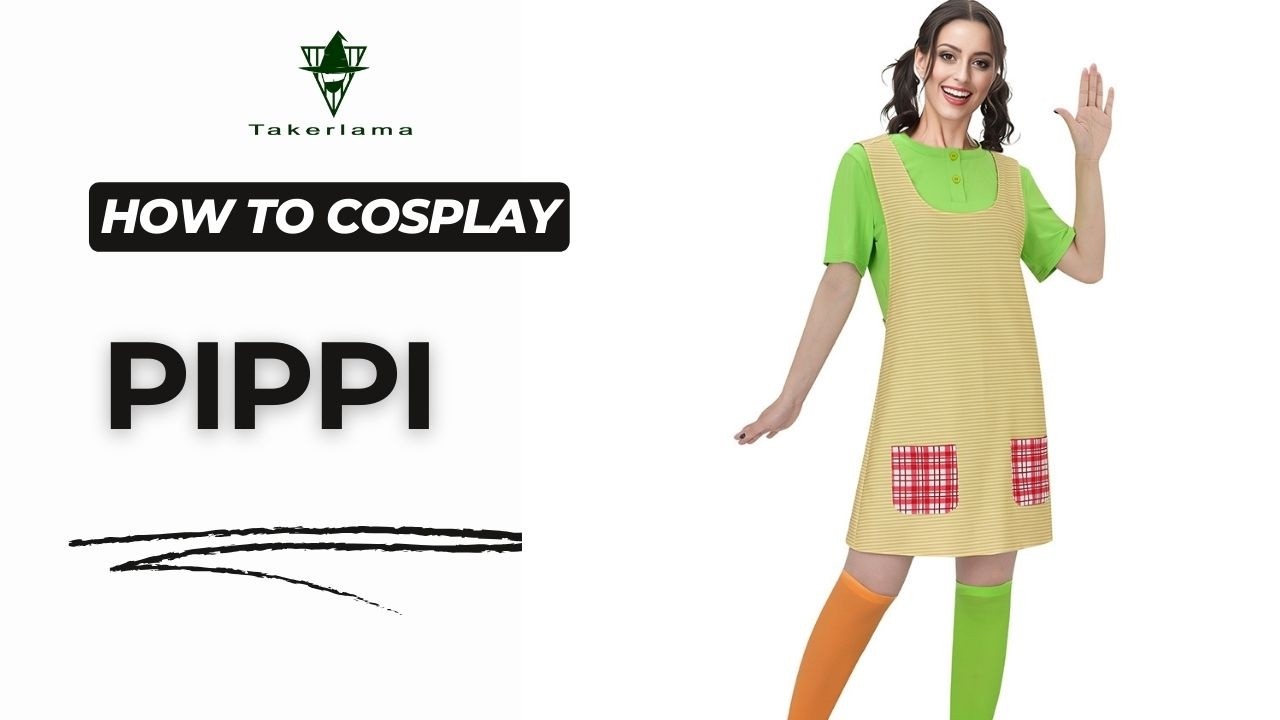 #Takerlama Pippi Longstocking Movie Halloween Costume for Women T-Shirt Apron Stockings Theme
