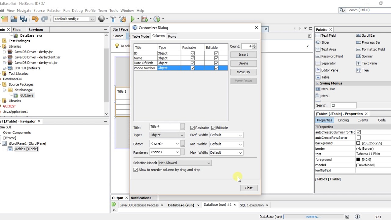 Java Tutorial - Creating a Java Gui Application with DataBase - Design View