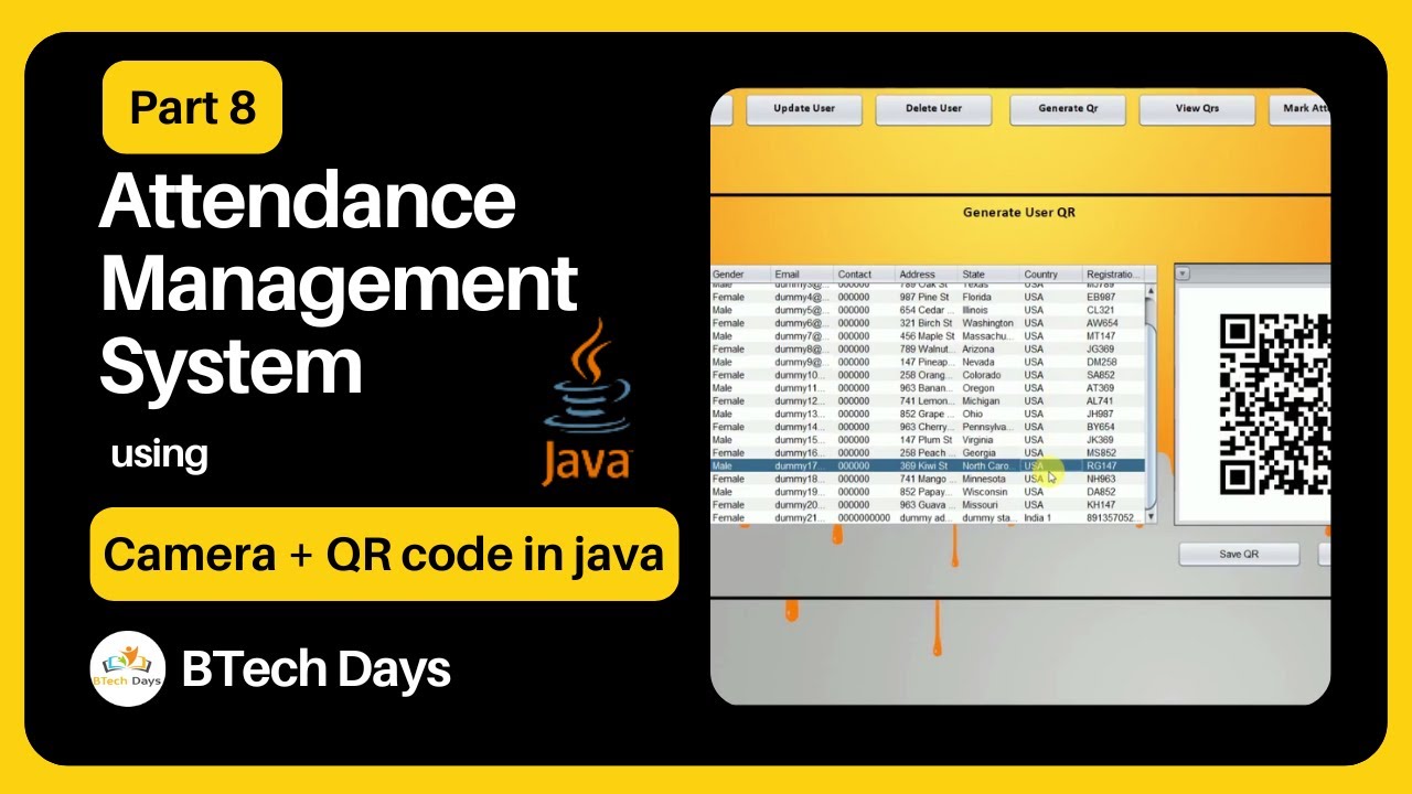 8. Attendance Management System using Camera, QR Code in Java - Mark Attendance (JFrame, Mysql)
