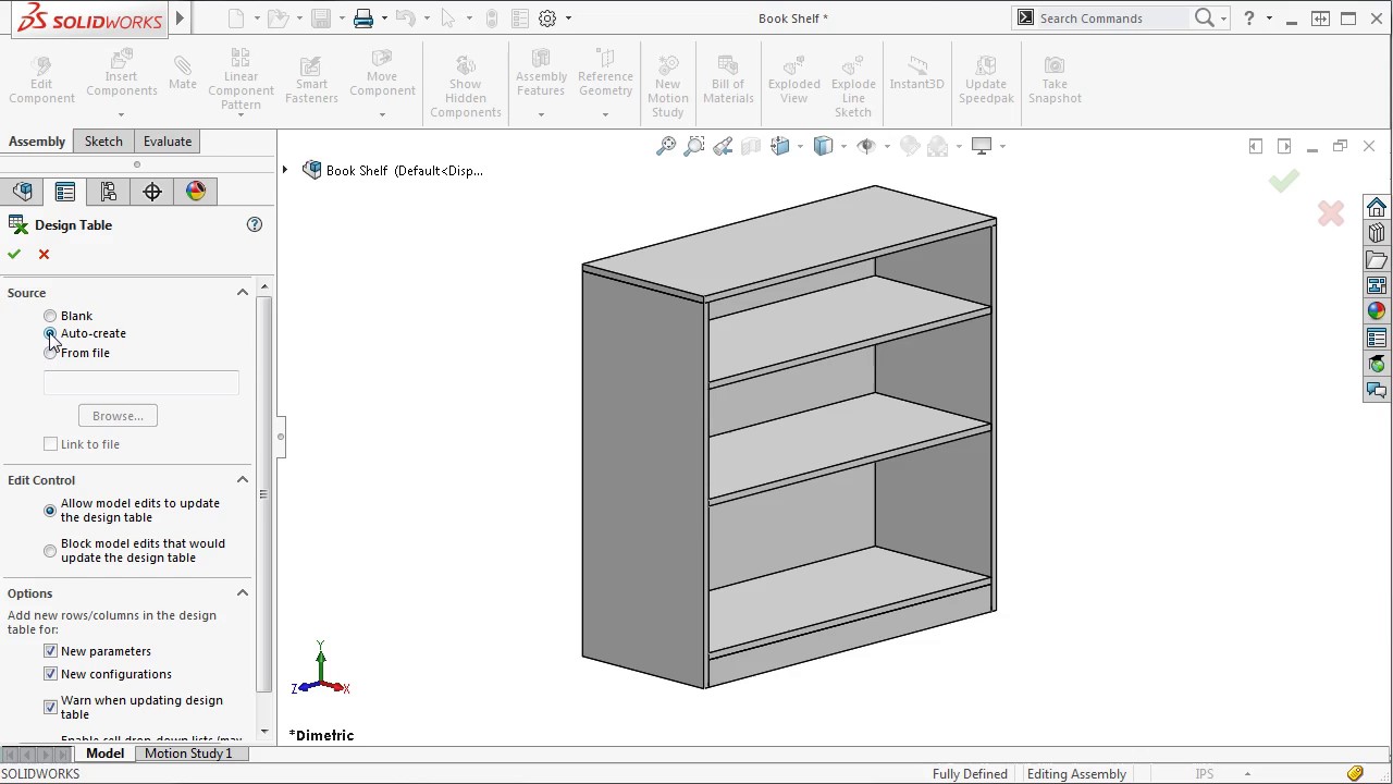 Assembly Design Tables in SOLIDWORKS 2016