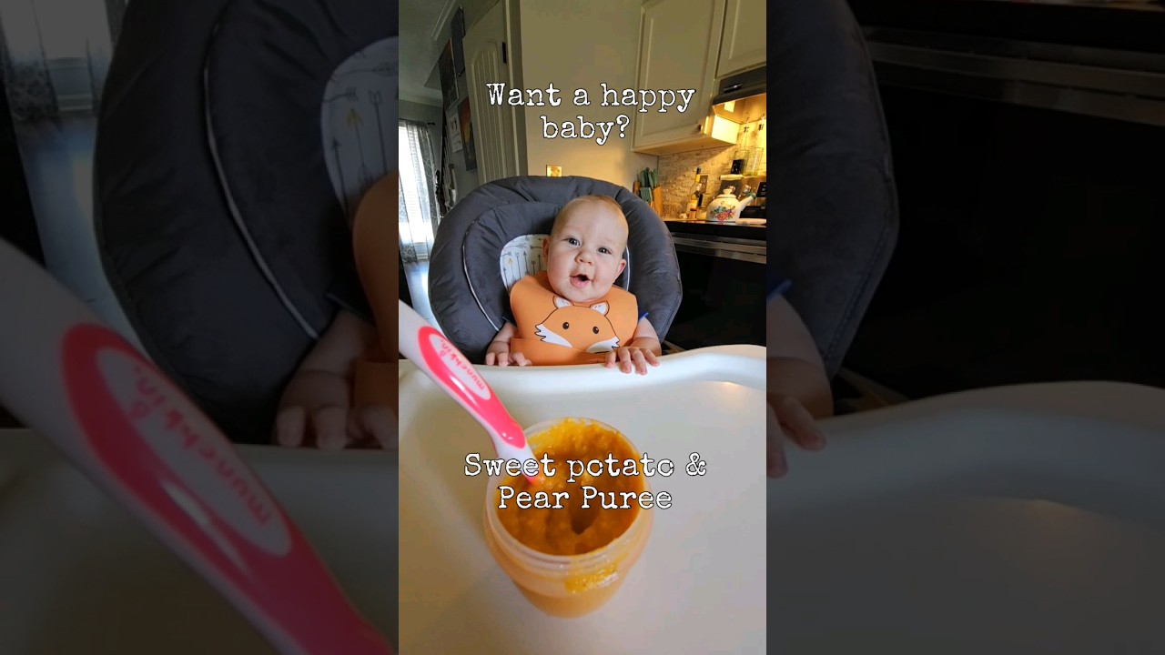 Homemade baby food - sweet potato & pear puree #recipe #babyvideos #babyfood #babyshorts #babyboy
