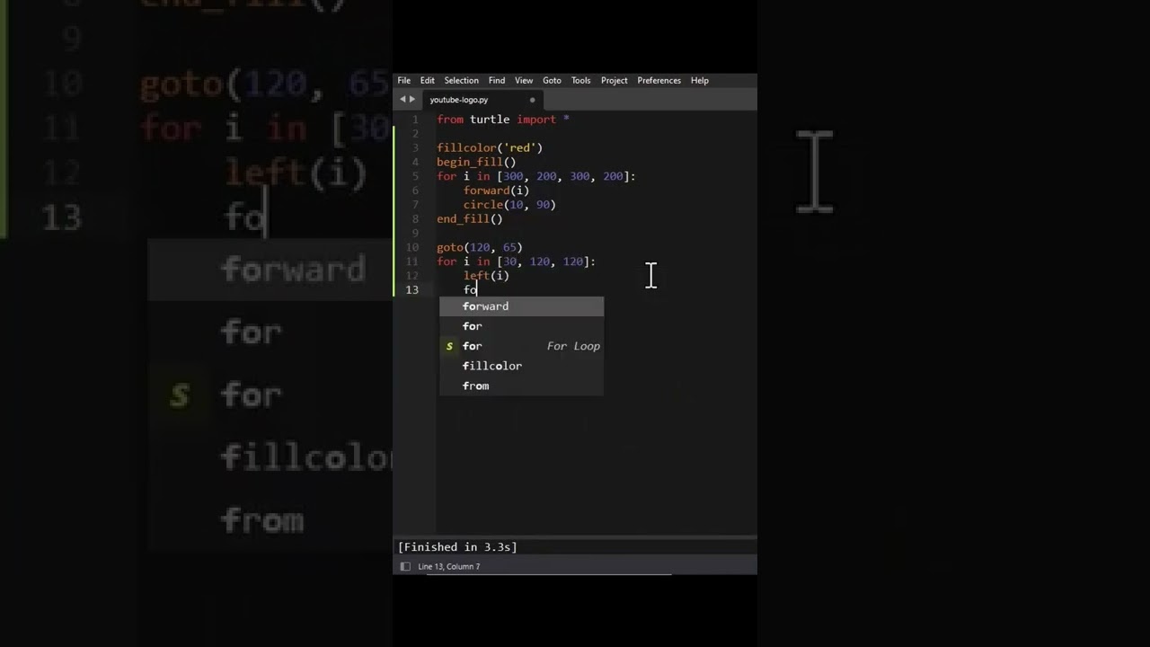 How to Draw YouTube Logo using Python Turtle 😎 | Step By Step Python Tutorial #shorts
