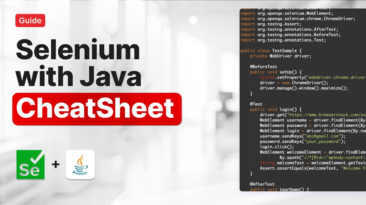 Selenium with Java Cheat Sheet
