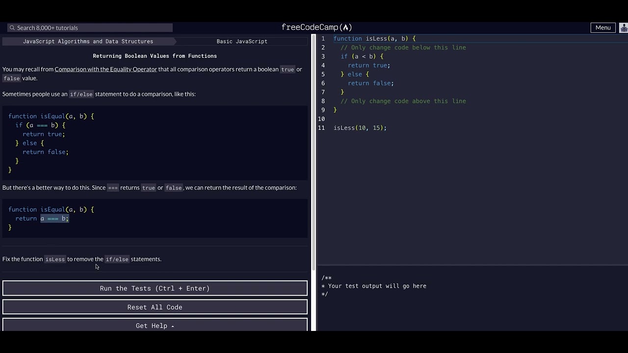 Returning Boolean Values from Functions - Free Code Camp Help - Basic Javascript - Algorithms & Data