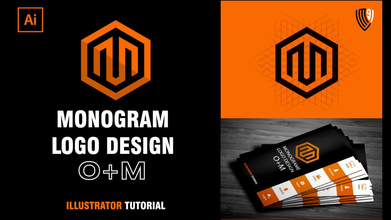 MO Monogram Logo Design Polygonal Shape | Adobe Illustrator Tutorial