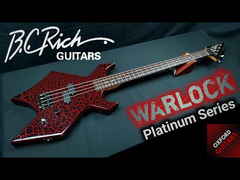 B.C. Rich Platinum Series Warlock Bass 1990 Black Red Crackle | Reverb