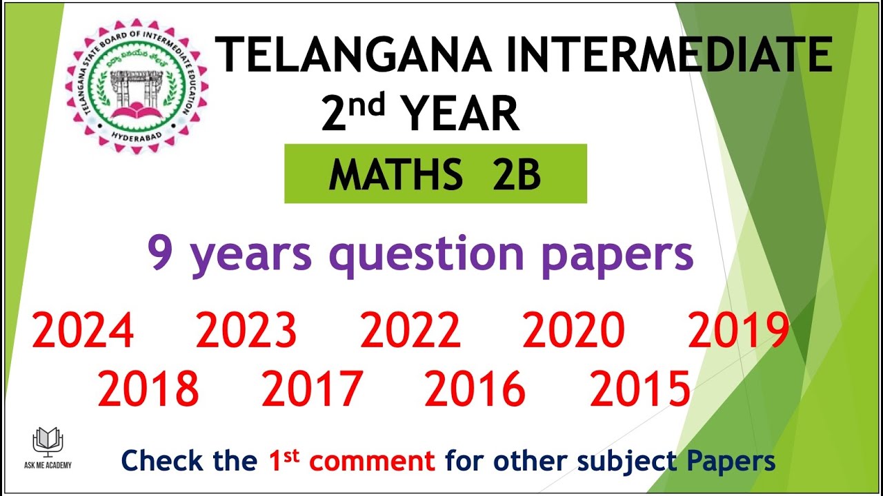 TS Inter 2nd Year Maths 2B 2024 - 2015 9 years previous Question Papers Telangana Papers TG inter