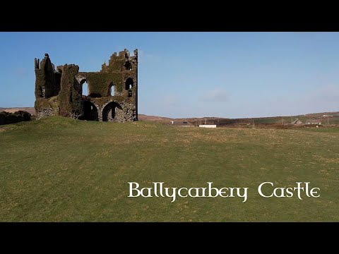 BALLYCARBERY CASTLE, CAHERSIVEEN, COUNTY KERRY, IRELAND. A spectacular flight over the top.