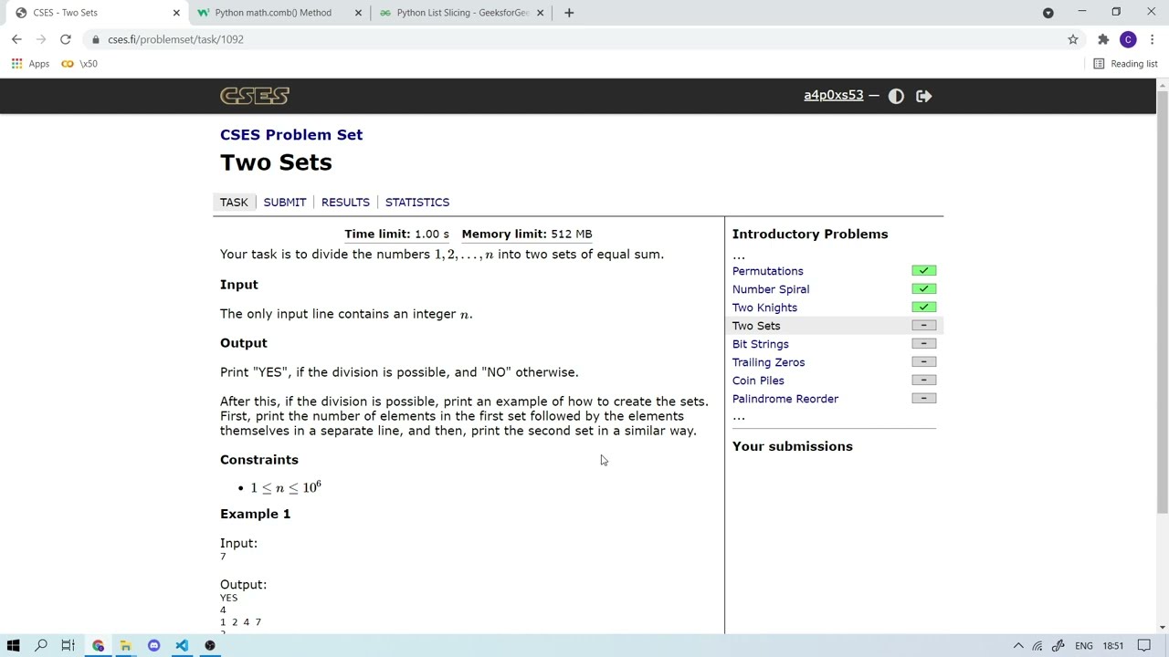 [CSES.FI PYTHON] Two Sets