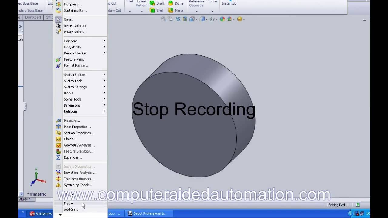 Solidworks VBA - Record a macro