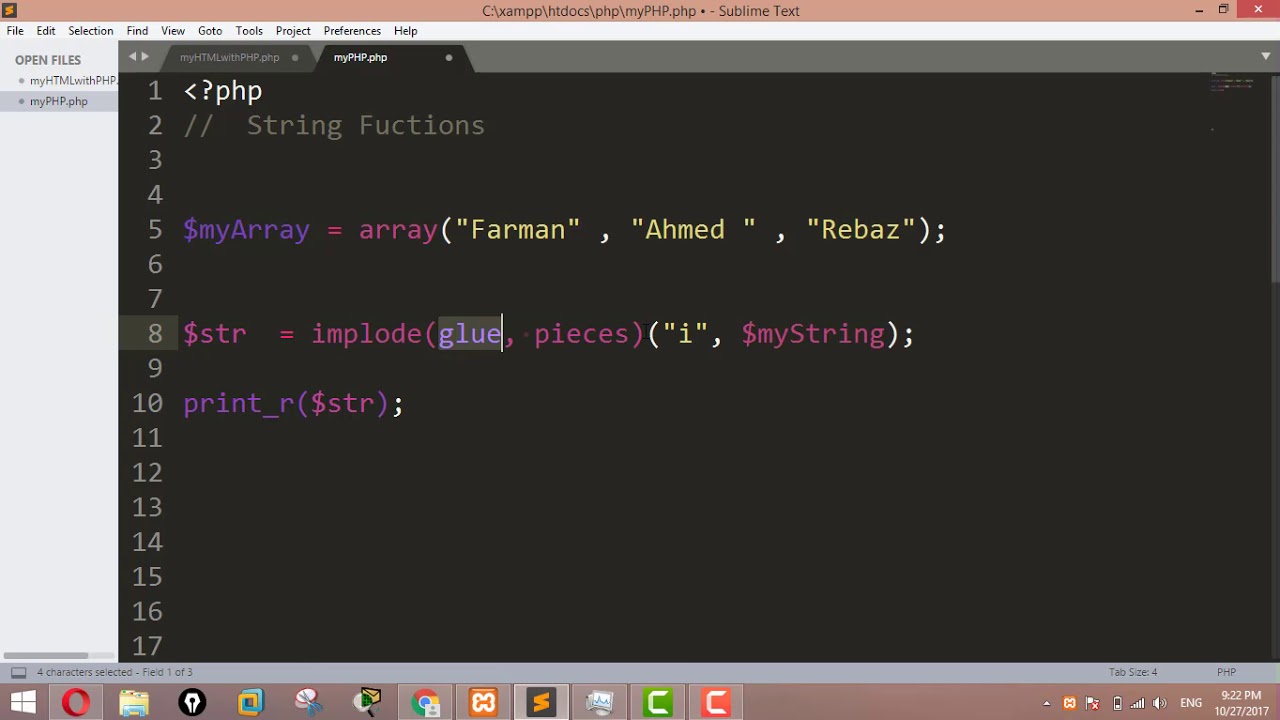 Implode in PHP - How to join array elements with a string