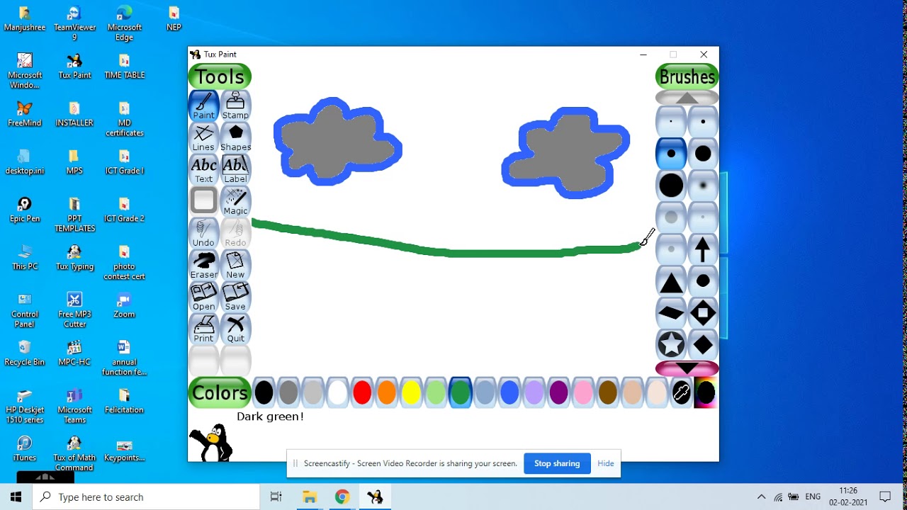 Drawing in Tux Paint using Stamp Tool