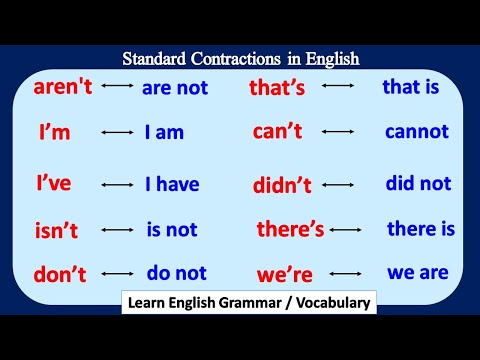 Standard Contractions in English | Learn the basic Contractions with ...