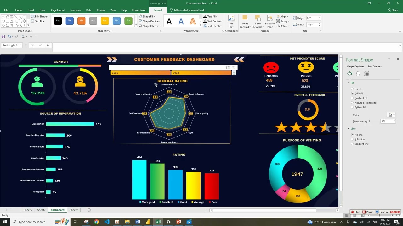 Microsoft Excel Tutorial : Customer Feedback Dashboard