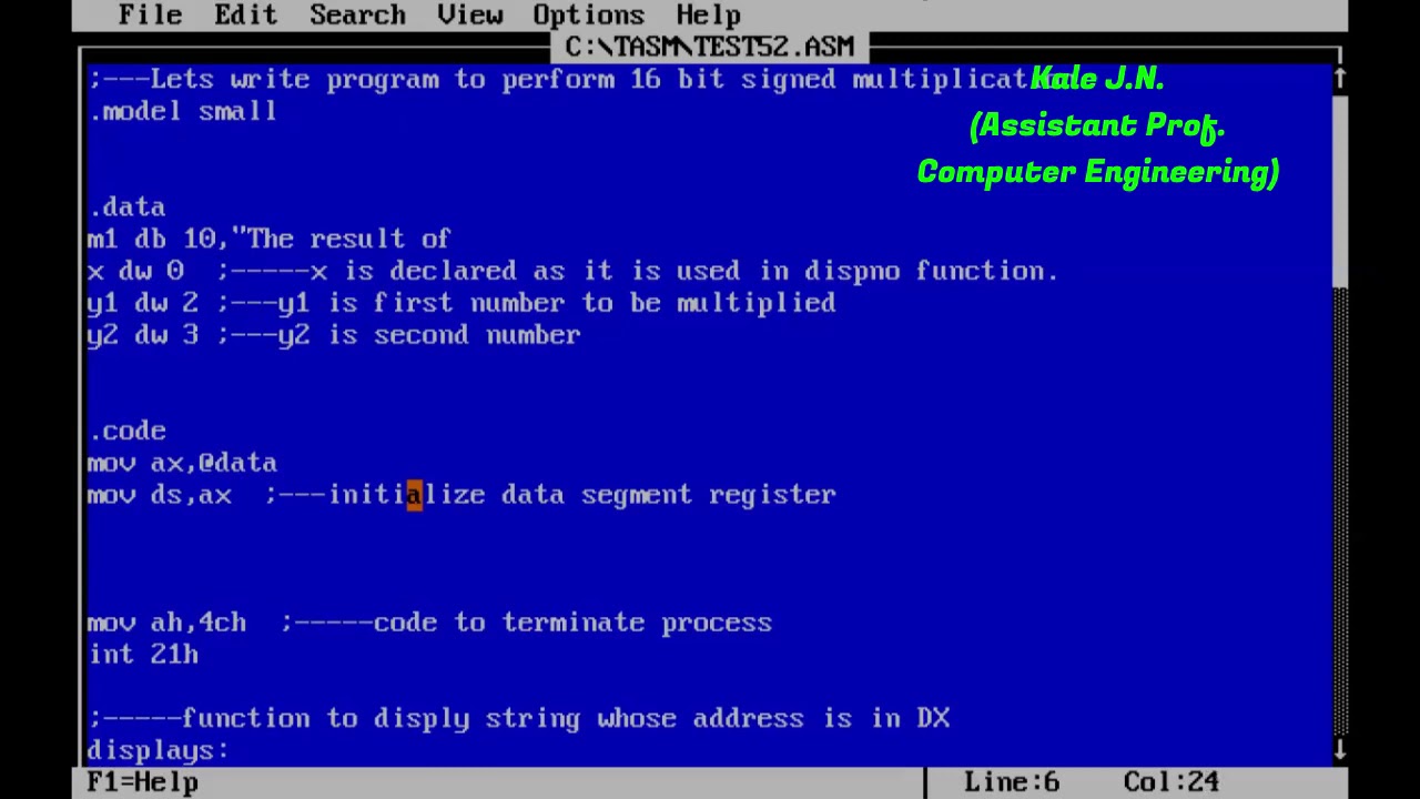 Assembly Language Program for 16 bit signed multiplication
