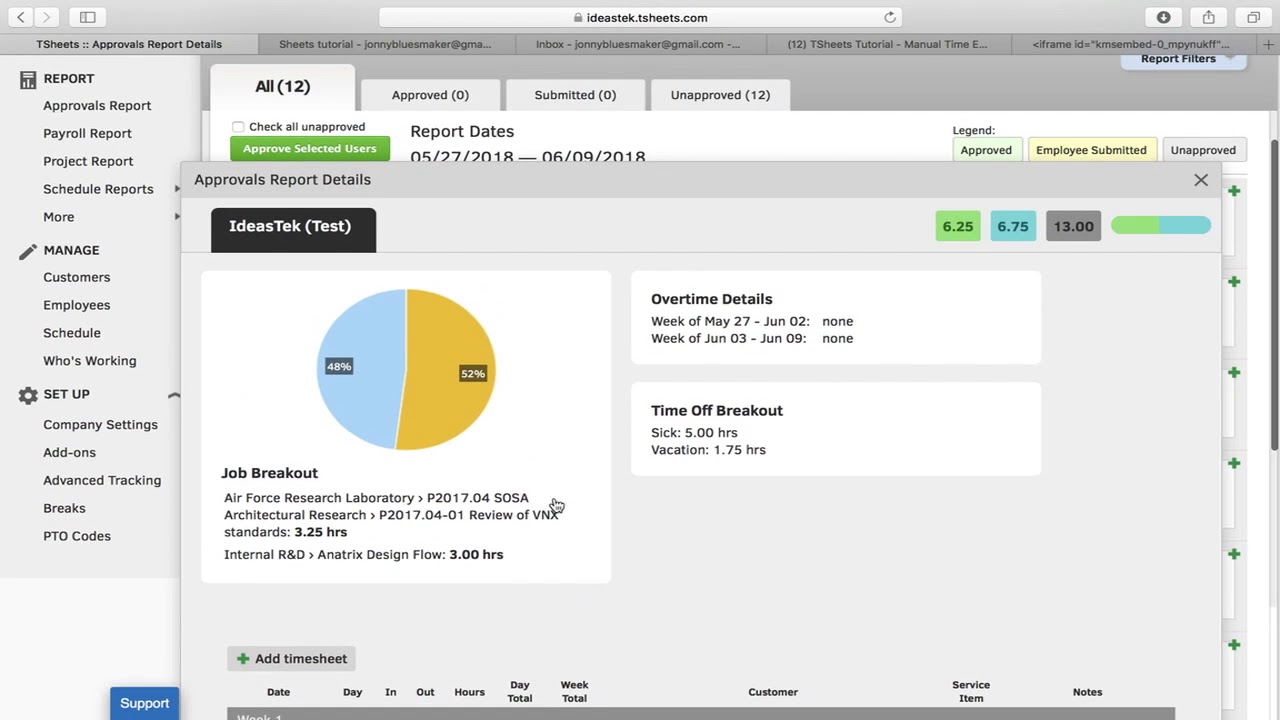 TSheets Tutorial - Editing and Approving Time Cards