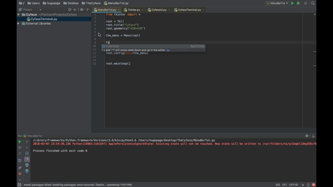 Python Tkinter tutorial 3 - Create a Menu Bar