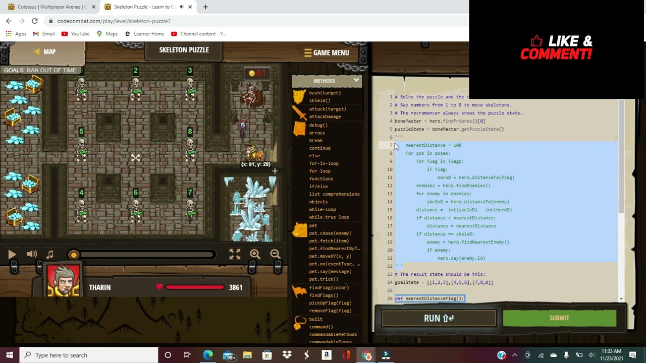 Skeleton Puzzle In Python CodeCombat