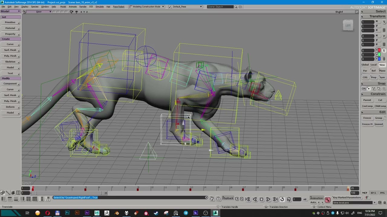 softimage xsi quadruped rigging & animation