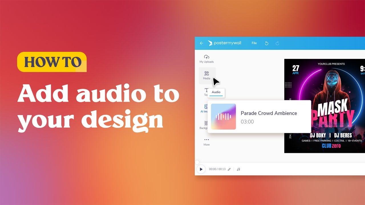 How to Add Audio to your Designs in PosterMyWall