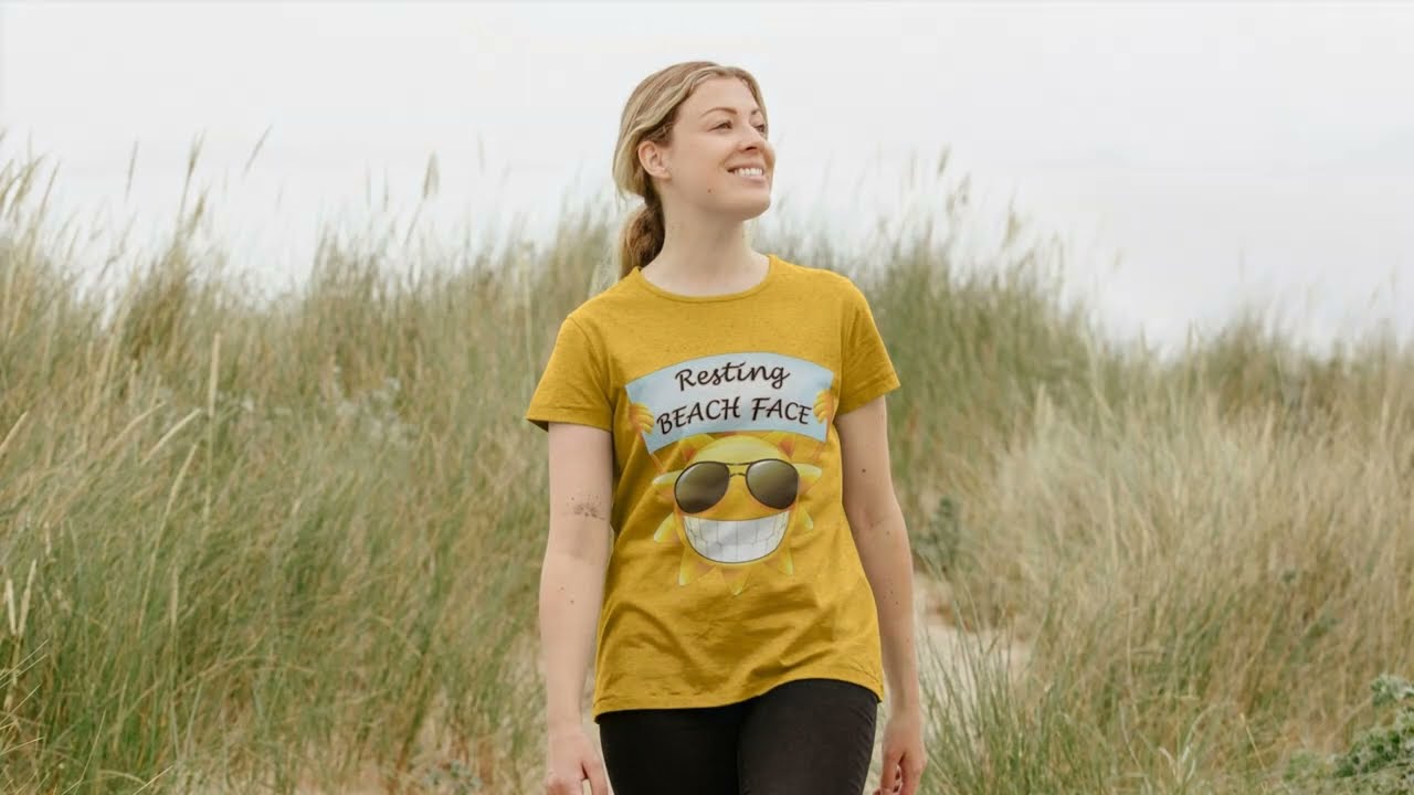 ☀BEACHES and SEA☀ Resting Beach Face Womens Remill® Tshirt Beach Clothing and Beach Wear