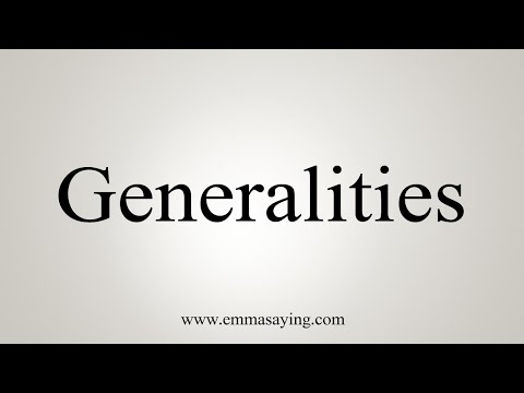 How To Say Generalities