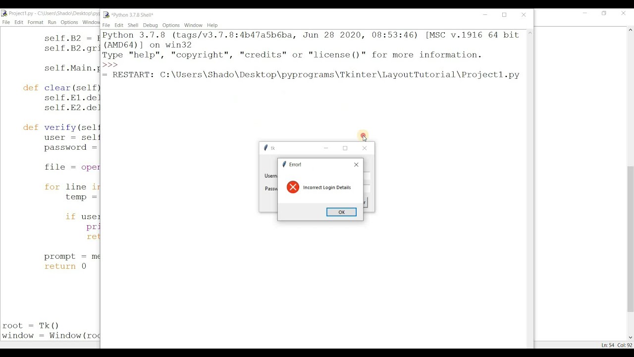 Making a Login Page in Tkinter (Part#2)