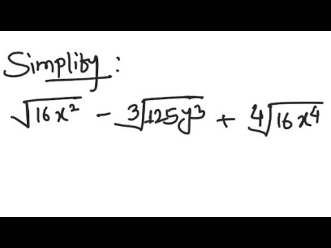 Radicals: Simplify √(16x^2) - [3]√(125y^3) + [4]√(16x^4)